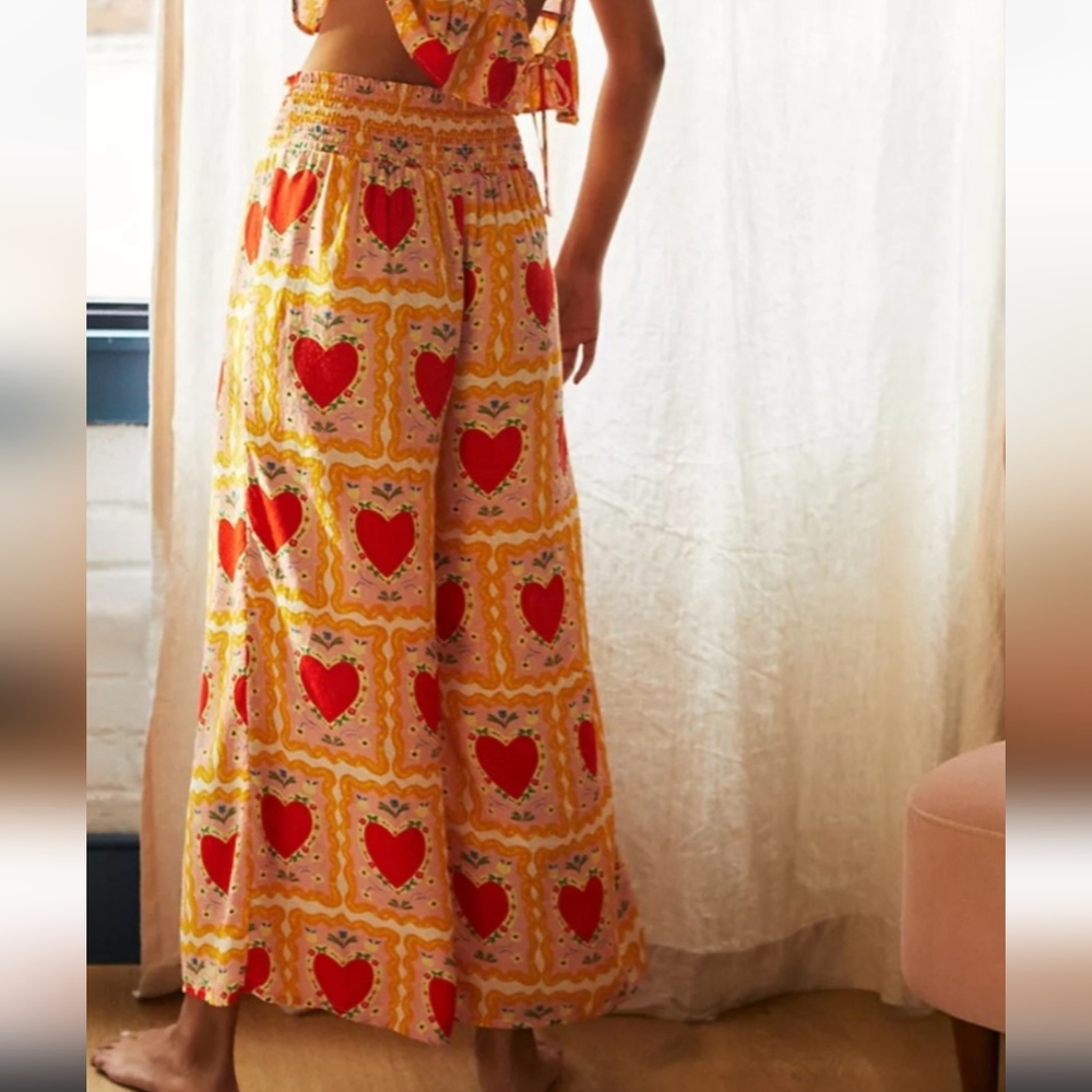 Emily Isabella Anthropologie Wide Leg Crop Pants Hear… - Gem